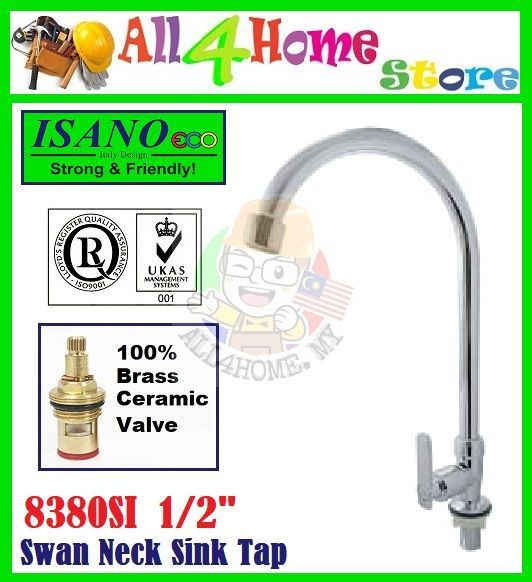 8380SI ISANO ECO 15mm Swan Neck Pillar Tap for Kitchen (8380 Series) | Lazada