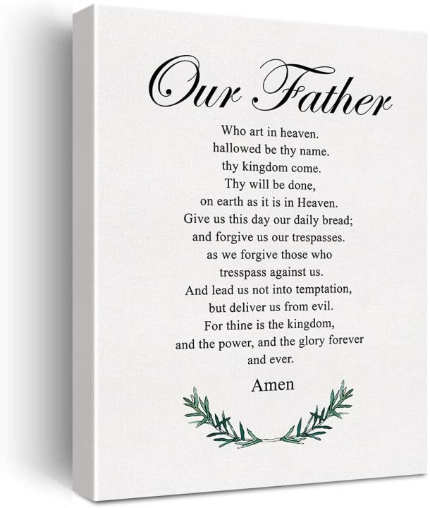 Christian Canvas Wall Art Our Father Prayer Canvas Print Positive ...