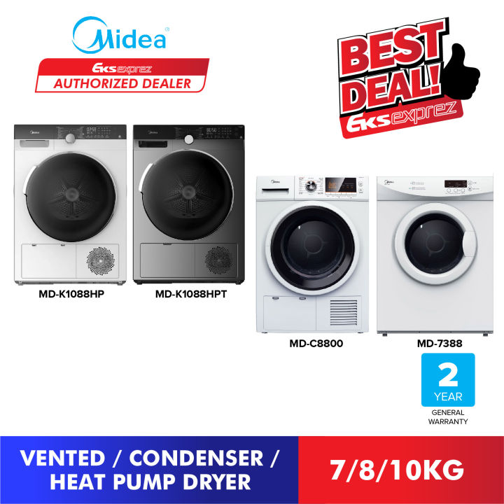 Midea Heat Pump Dryer 10kg MD-K1088HP / MD-K1088HPT , Condenser Dryer ...
