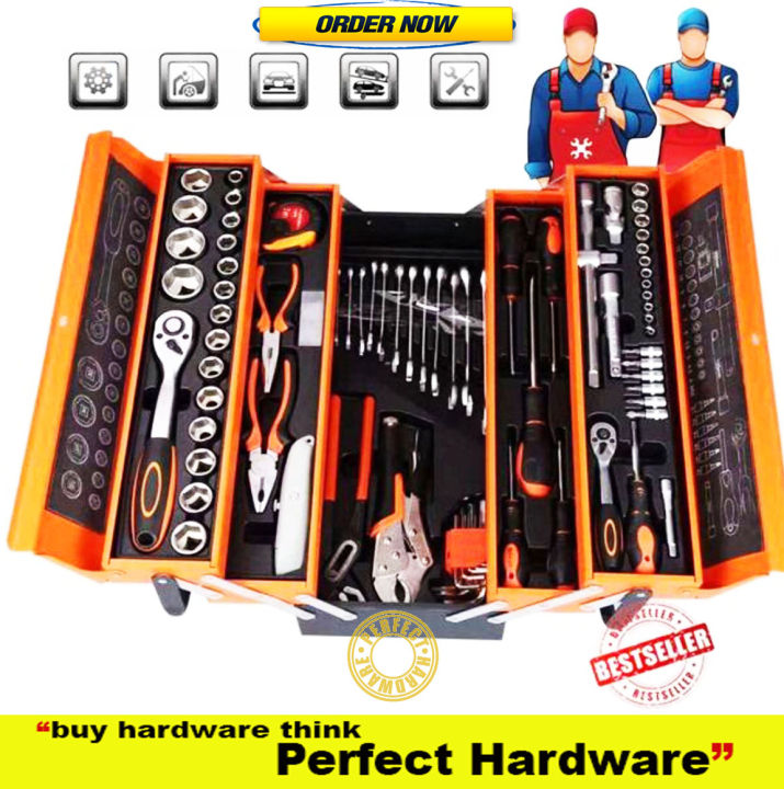 85pcs Tools Set Cantilever Metal Tool Box Set Tier 85pcs Socket Set 1 4