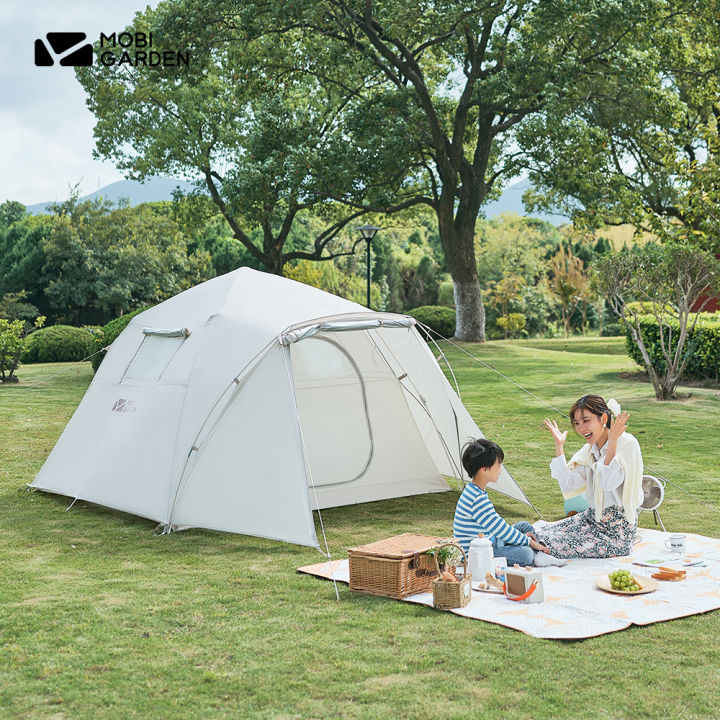 MOBI GARDEN Camping Family Instant Tent Park Automatic 3-4 People Rainproof Waterproof Quick ...