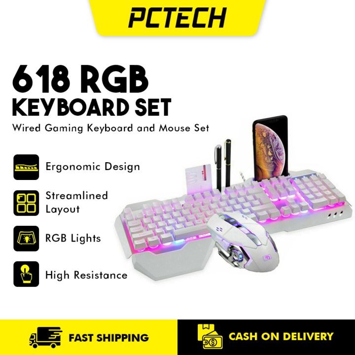 Popcorn 618 RGB Wired Gaming Keyboard And Mouse Set 16 Backlighting Effects Multi Shortcuts ...