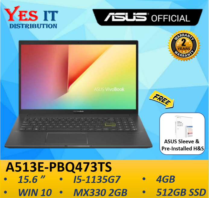 Asus A513E-PBQ473TS 15.6" FHD Laptop (I5-1135G7, 4GB, MX330 2GB, 512SSD ...
