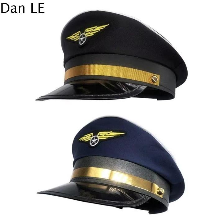 DAN LE Men Uniforms Pilot Hat Airline Theme Costume Prop Air Force Cap ...