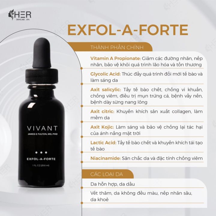 Serum tẩy tế bào chết tái tạo da Vivant Skincare Exfol-A Forté 30ml ...