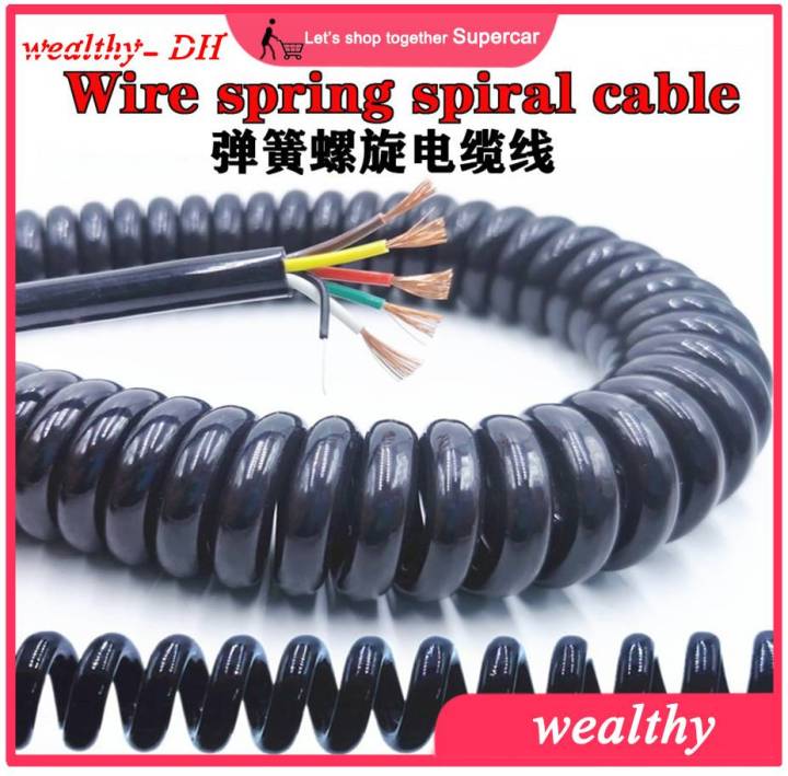 Spring Wire 2 Core Spiral Cable 24AWG 20AWG 17AWG 14AWG 2.5 M 5 M 7.5 M ...