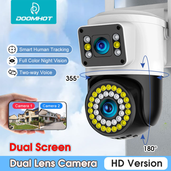 DoomHot CCTV Camera for Outdoor Dual Screen Dual Lens Surveillance ...