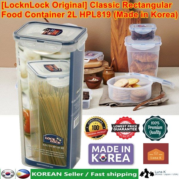 [LocknLock Original] Classic Airtight Rectangular Food Container 2L ...