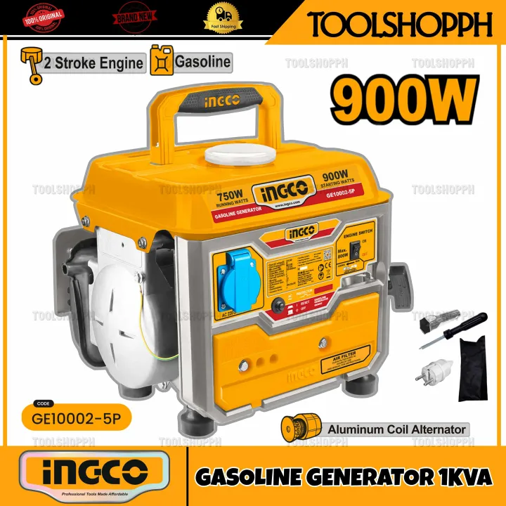 INGCO/WADFOW Portable Gasoline Generator 900W 1KVA 2T Engine Open Type ...