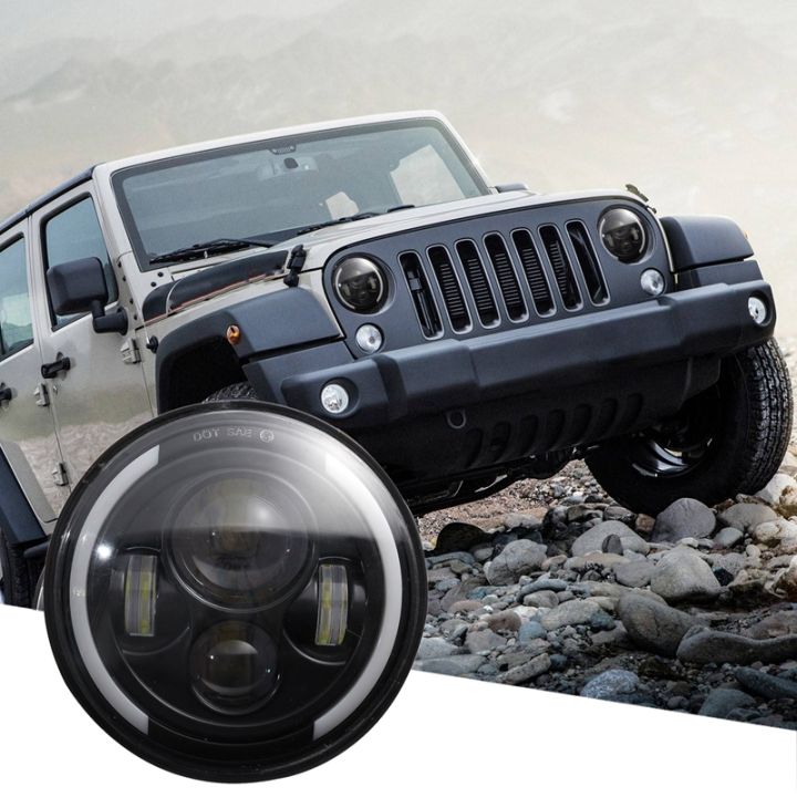 7 Inch Angel Eye 150W LED Headlight 6000K Hi/Lo Beam Halo Light Lamp ...
