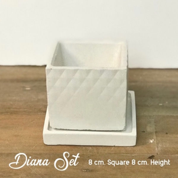 DIANA SET - CONCRETE POT WITH DRAIN HOLE, ELEGANT SMALL POT WITH ...