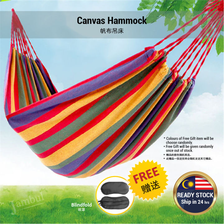 Outdoor Rainbow Canvas Fabric Camping Striped Canvas Hammock Kanvas ...