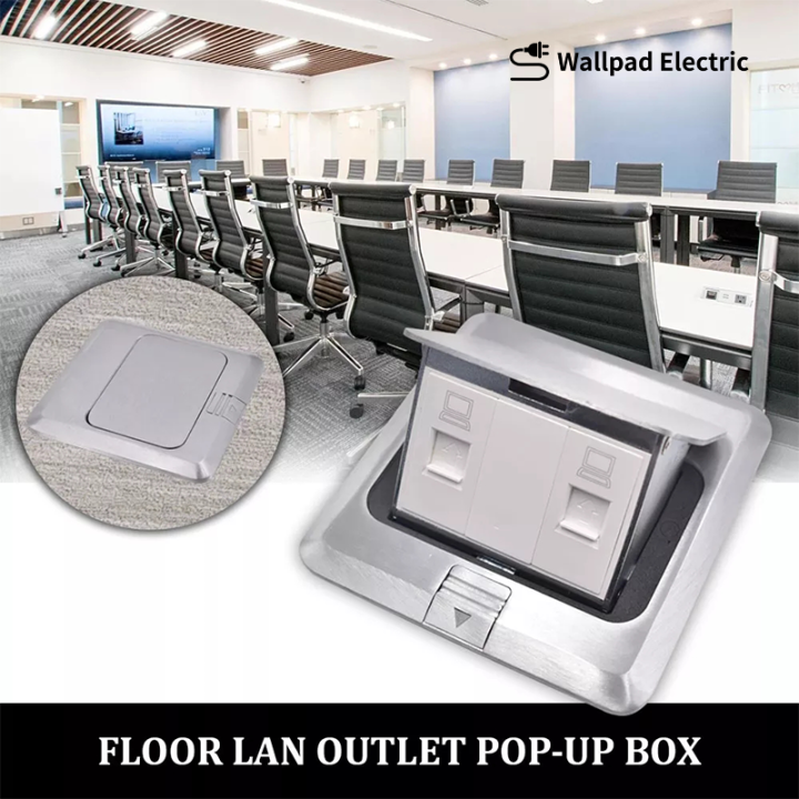 Aluminum Pop Up Floor Socket 2 Port Rj45 Socket Office Pop Up Internet Phone Electronic Socket