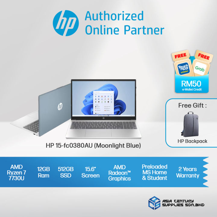 HP 15-fc0380AU (Moonlight Blue) Laptop 15.6" FHD / AMD R7 7730U / 12GB ...