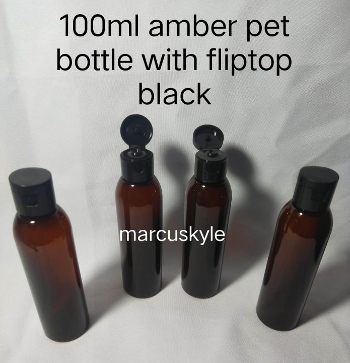 Pack of 10pcs 100ml amber round plastic bottle with black flip top cap | Lazada PH