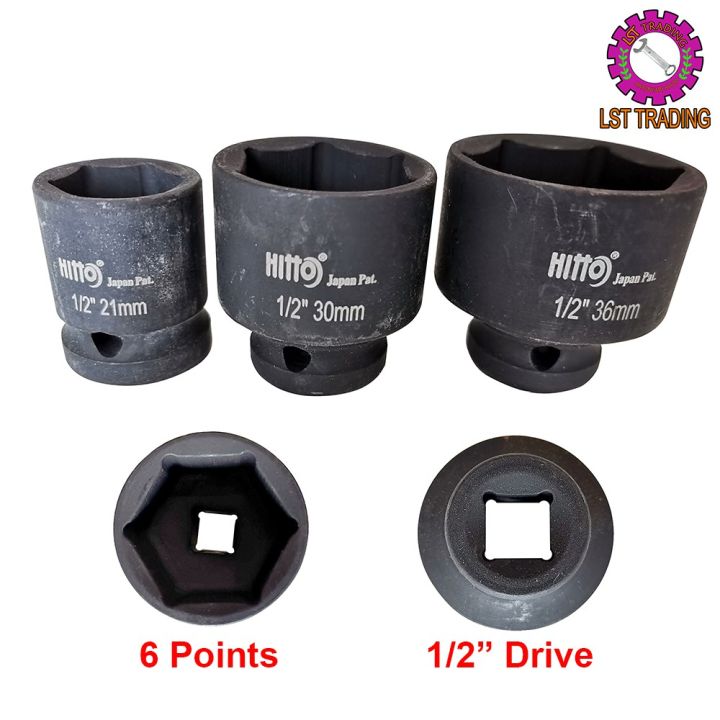 [READY STOCKS] HITTO BLACK HARDENED BOX SOCKET 1/2" DRIVE 6 POINT SHORT ...