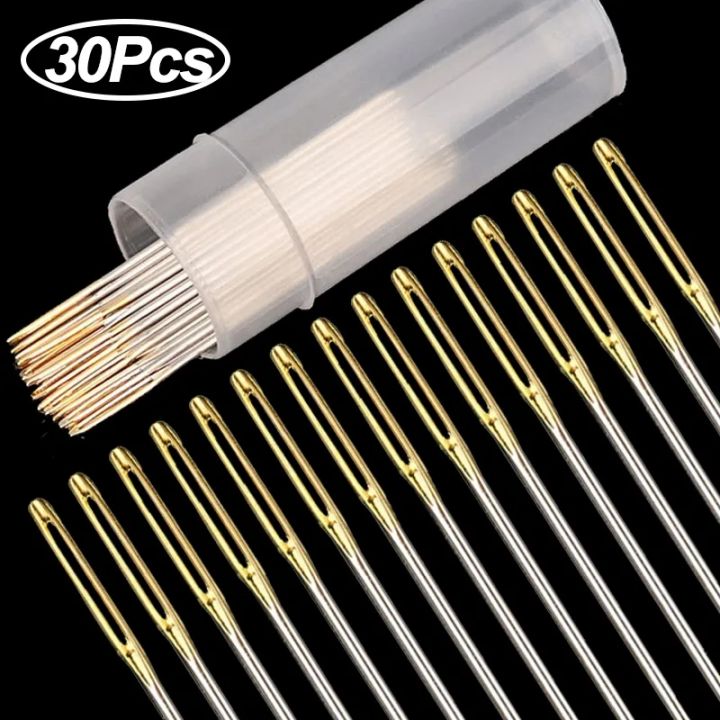 30Pcs Box Packing Large Eye Cross Stitch Needles with Threader DIY ...
