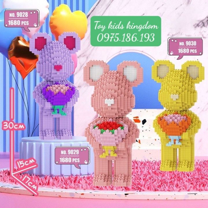 [Hàng Hot] Đồ chơi lego Gấu Bearbrick cầm hoa lắp ráp mô hình cỡ lớn ...