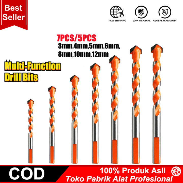 Multi Purpose Drill Set 5 Pcs 7 Pcs Mata Bor Bor Besi Kayu Beton ...
