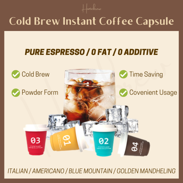 Homebrew Cold Brew Instant Coffee Capsule No Sugar Americano Italian ...