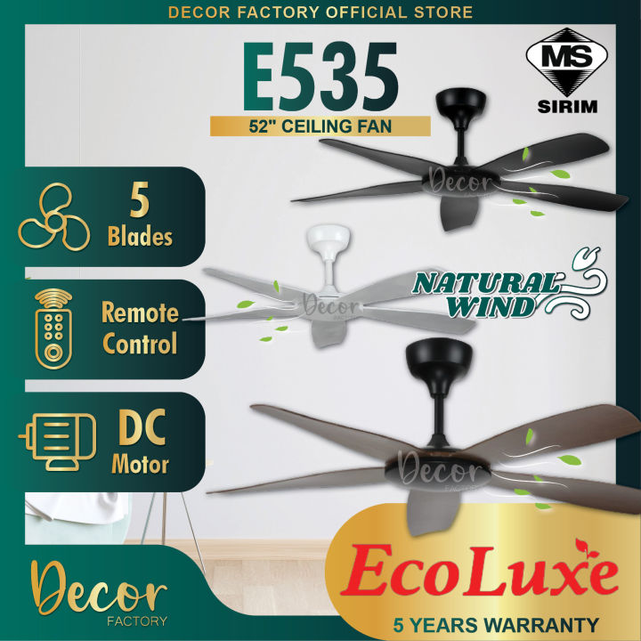 ECOLUXE Fan ECOLUXE E535 52'' 5 Blades 12 Speed Forward + Reverse Remote Control DC Motor ...