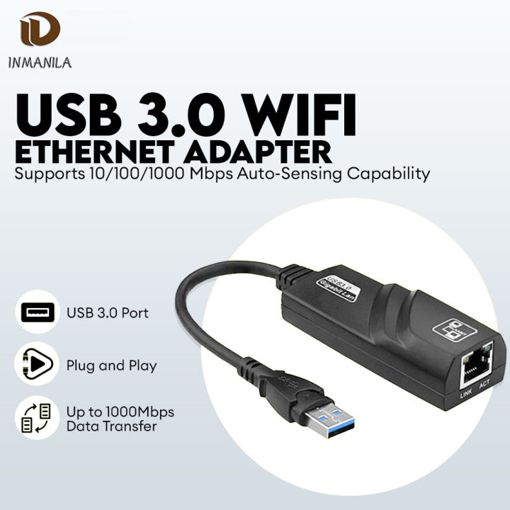 USB 3.0 to RJ45 Ethernet LAN Network Card Adapter USB Ethernet 1000Mbps ...