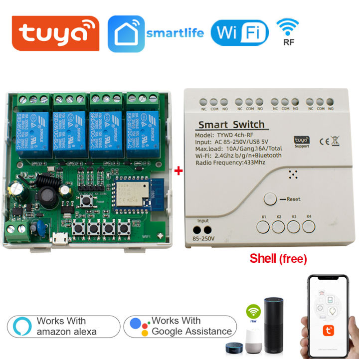 【Premium Quality】 Tuya 4CH Wifi Smart Remote Control Switch Motor Home ...