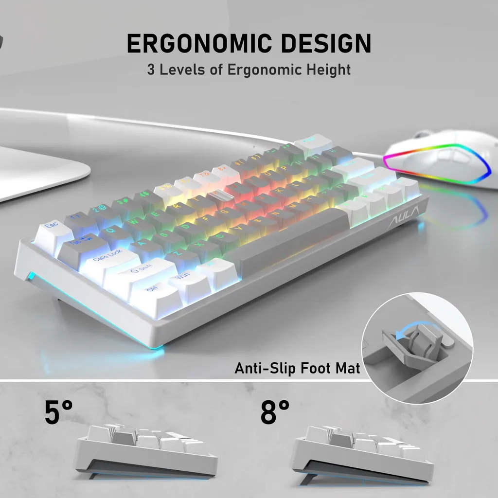 AULA F3261 RGB Mechanical Gaming Keyboard-White Keycap