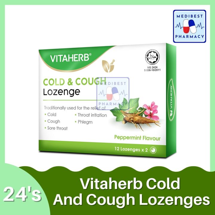 Vitaherb Cold And Cough Lozenges 24's -Ivy Leaf & Pelargonium For Cold ...