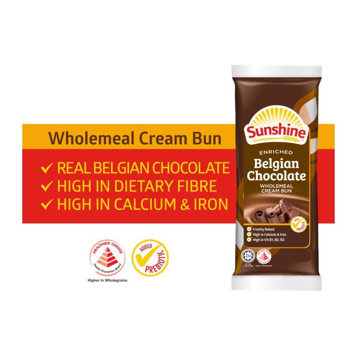 Sunshine Enriched Belgian Chocolate Wholemeal Cream Bun 65G | Lazada ...