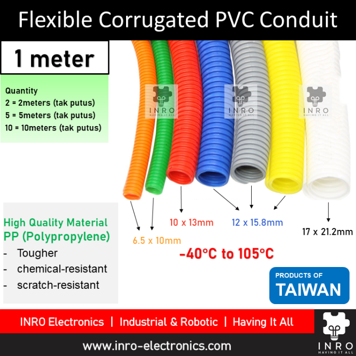 [1meter] Flexible Corrugated PVC Conduit, Pipes, Automotive Wire ...
