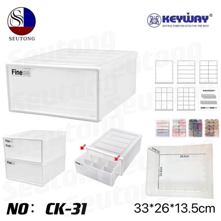 Keyway กล่องลิ้นชักอเนกประสงค์ กล่องลิ้นชัก 1ชั้น (มีเเผ่นกั้น) ซ้อนได้ รุ่น CK-31 | Lazada.co.th