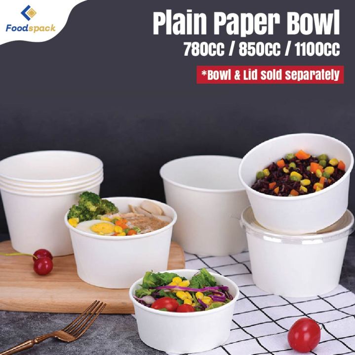 (50pcs±) 780cc 850cc 1100cc Plain White Paper Bowl / Bowl Lid 纯白纸碗 打包碗 ...