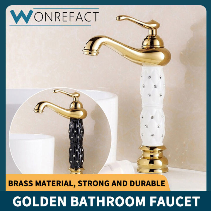Faucets Brass With Diamond Bathroom Faucet Gold Mixer Tap Classical ...