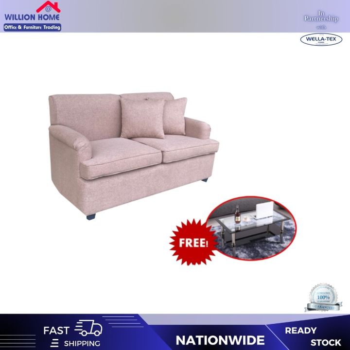 JANET 2 SEATER SOFA with CENTER TABLE AND 2 PILLOWS 5 INCH FOAM ...