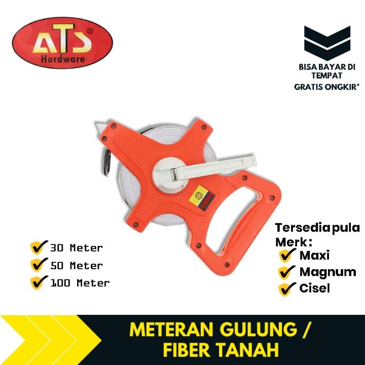 Meteran Gulung Tancap Tanah Tukang Bangunan Panjang 30 50 100 Meter ...