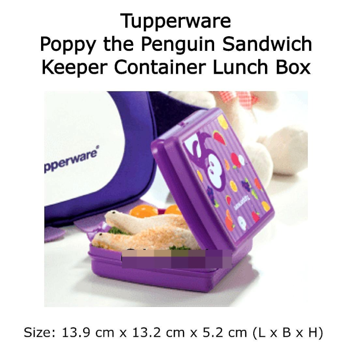 Tupperware Penguin Purple Sandwich Keeper / Food Container / Lunch Box ...