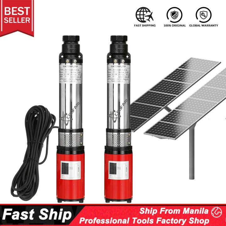 550W Solar Water Pump 12V/24V/48V High Lift 55M Solar Water Pump Deep Well Pump DC Screw ...