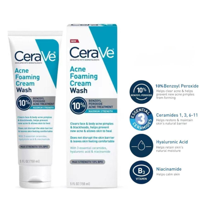 Cerave 10% Benzoyl peroxide Cleanser 150ML- Facial skin care | Lazada Singapore