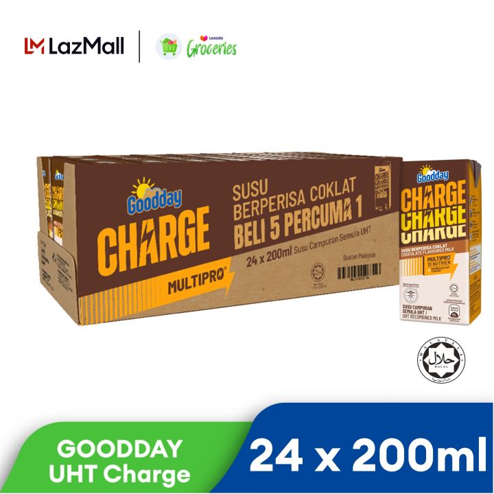 [CARTON] GOODDAY UHT Charge Chocolate Milk Carton 200ml x 5 + Free 1 x ...