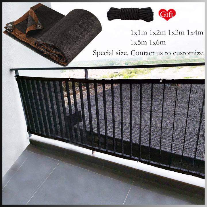 1m 2m 3m 4m 5m 6m Black Balcony Shade Net Privacy Net Anti-UV HDPE Sun ...