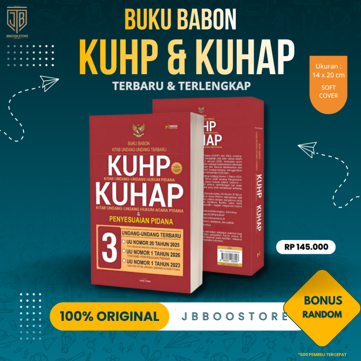 Buku Babon KUHP & KUHAP Terbaru 2026 Resmi Pemerintah Update Undang ...