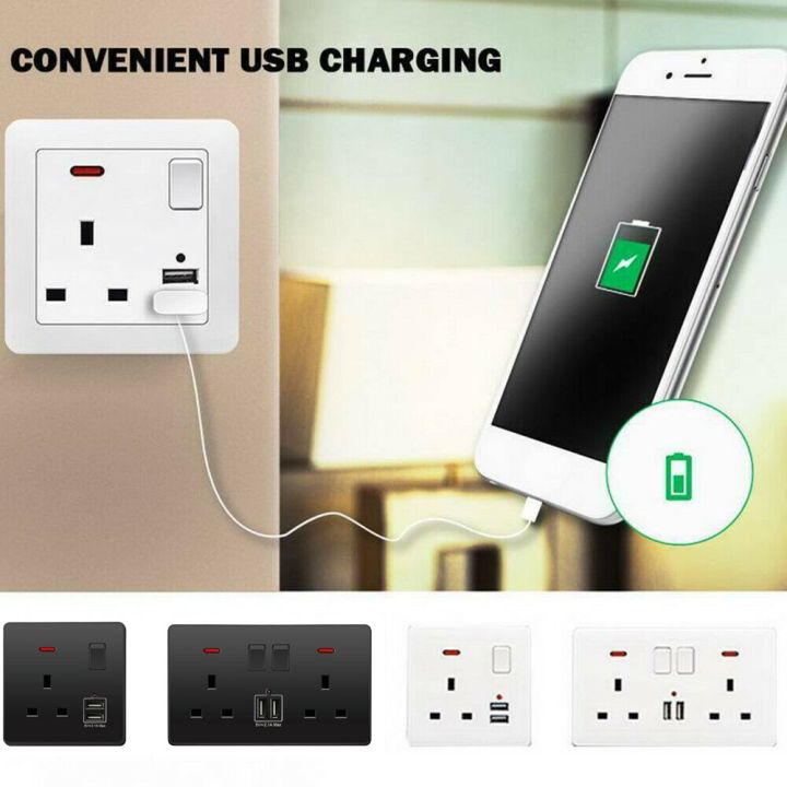 SUNANNE Double UK Standard Adapter with 2 USB Charger Port Home ...