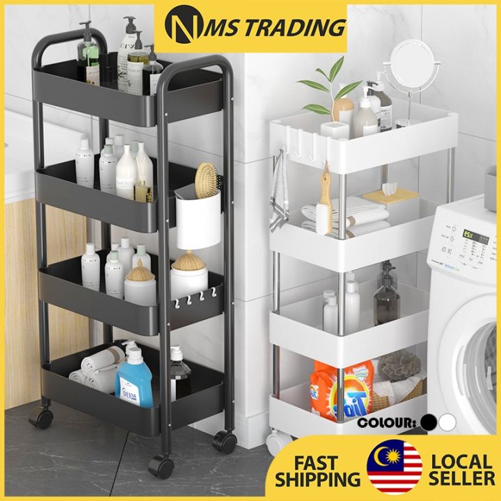 3 Tier Multifunction Storage Trolley Rack Office Shelves Home Kitchen ...