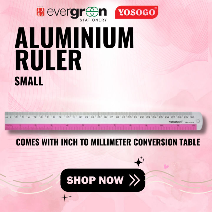 [SG] Yosogo Aluminium 12 Inch Ruler with Millimeter Conversion Table ...