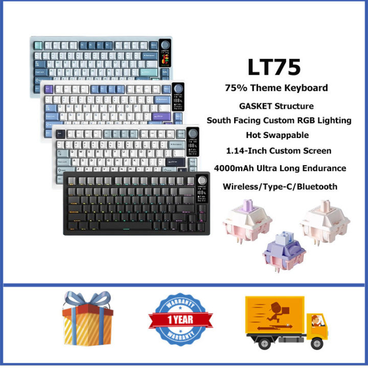 LangTu LT75 Wireless Mechanical Keyboard 75% GASKET RGB 1.14-Inch ...