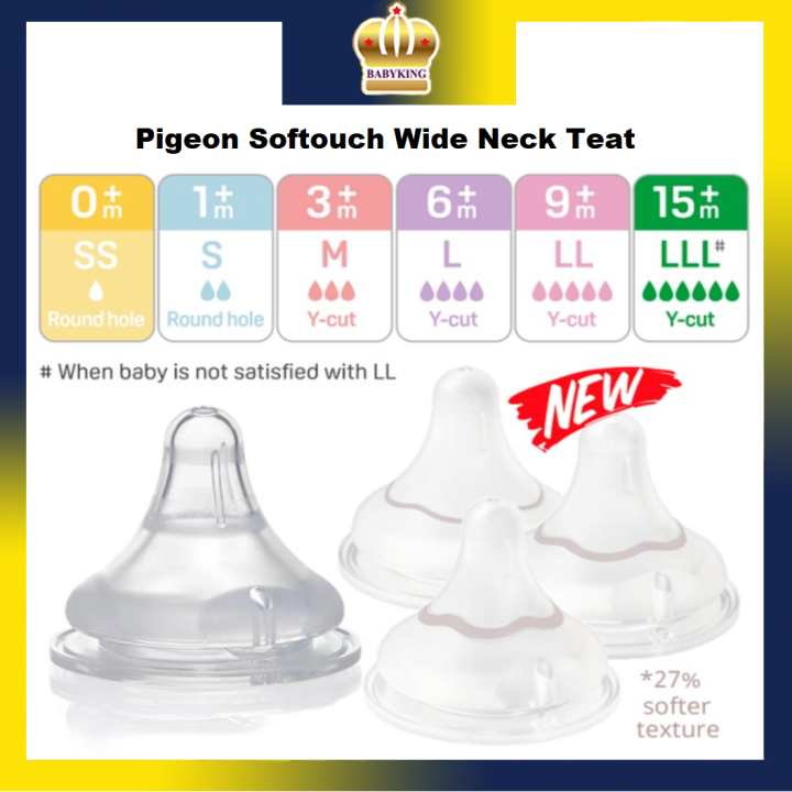 Original Pigeon Softouch Peristaltic Plus Latch-On Line Wide-Neck Nipple Teat Teats - SS/S/M/L ...
