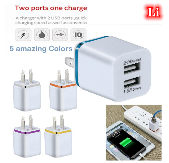 2 in 1 fast Universal Dual Ports USB Wall Charger Adapter plug charger ...