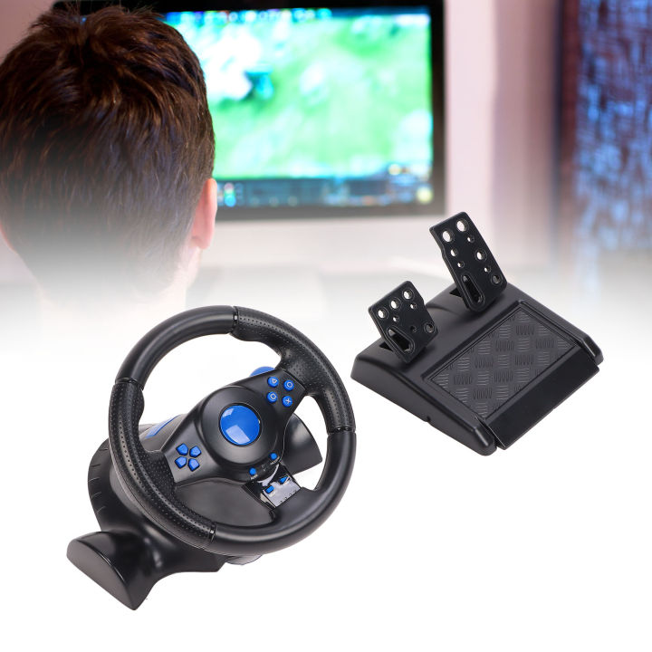 USB Game Steering Wheel, Plug and Play 180° Rotation Game Driving Wheel ...