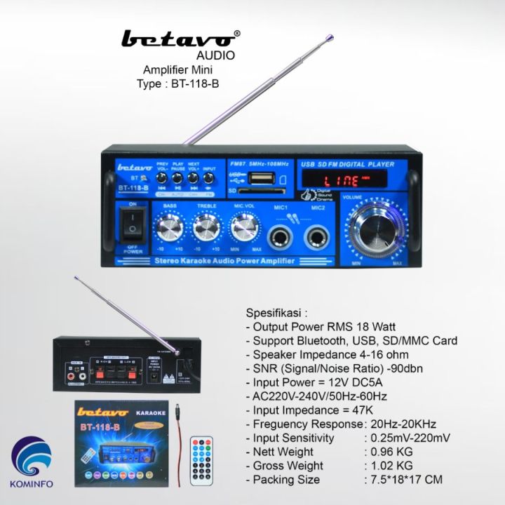 AMPLI MINI BETAVO BT 118 B PROFESSIONAL AMPLIFIER | Lazada Indonesia